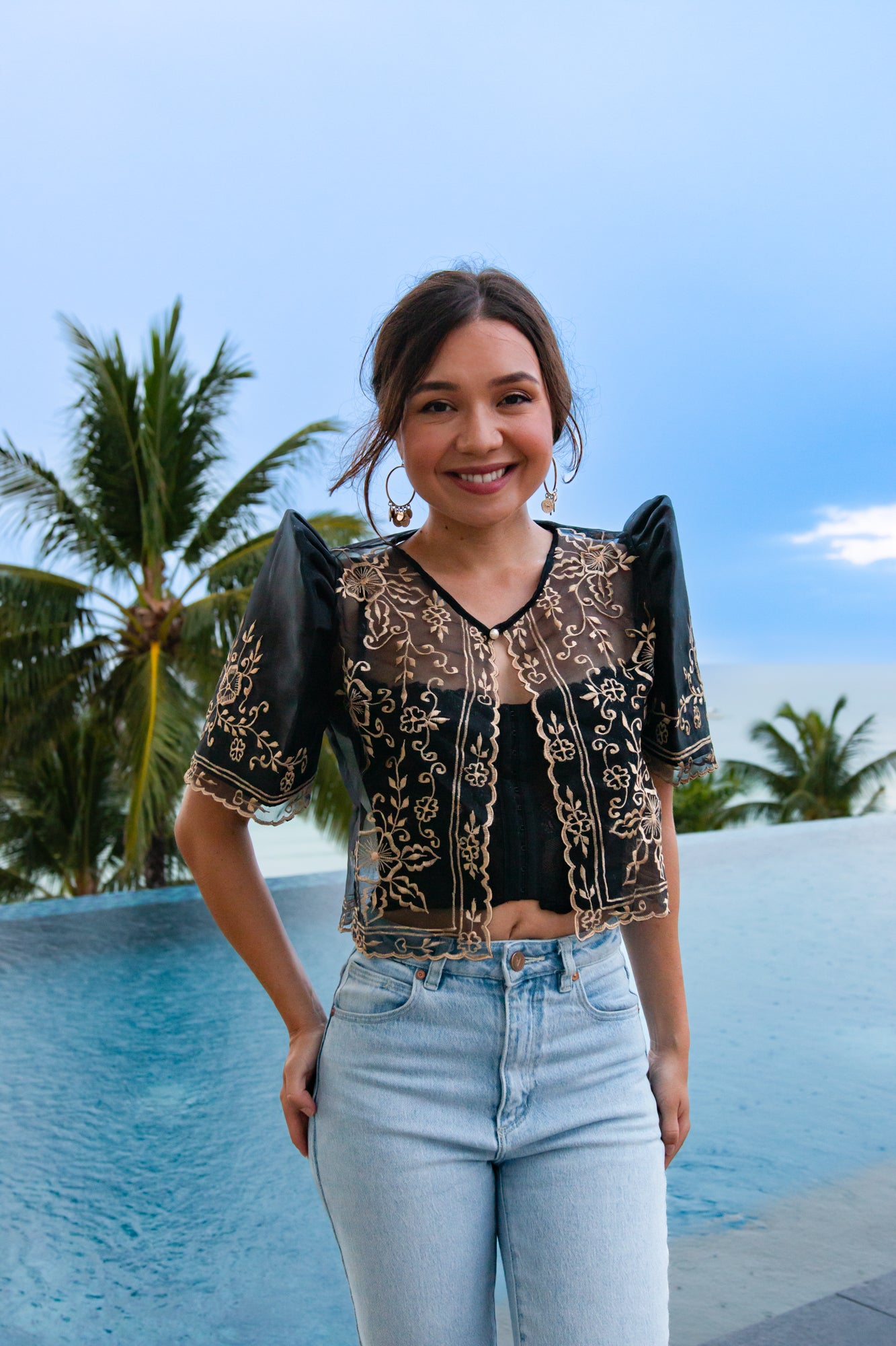 Luisa Mestiza Bolero in Midnight Black | Authentic Filipiniana Attire ...
